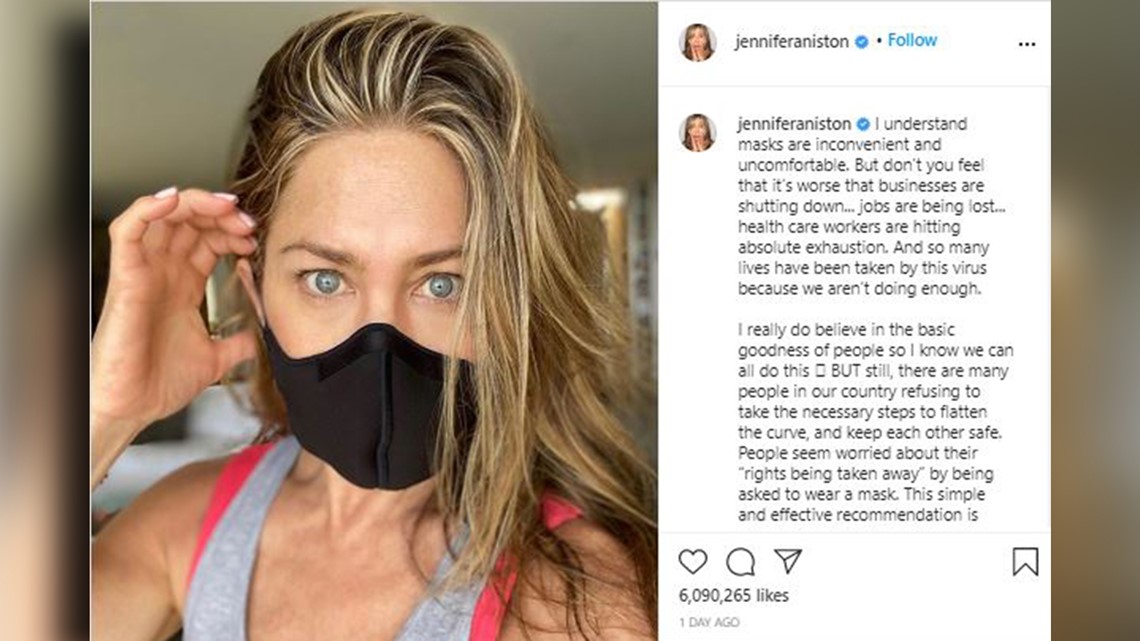Jennifer Aniston tells fans 'wear a damn mask' | wcnc.com