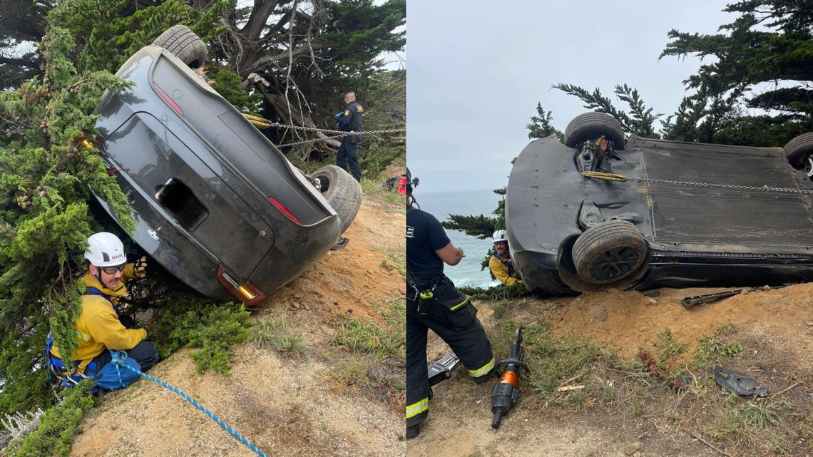 Tesla driver rescued after teetering over edge of 200-foot cliff | wcnc.com
