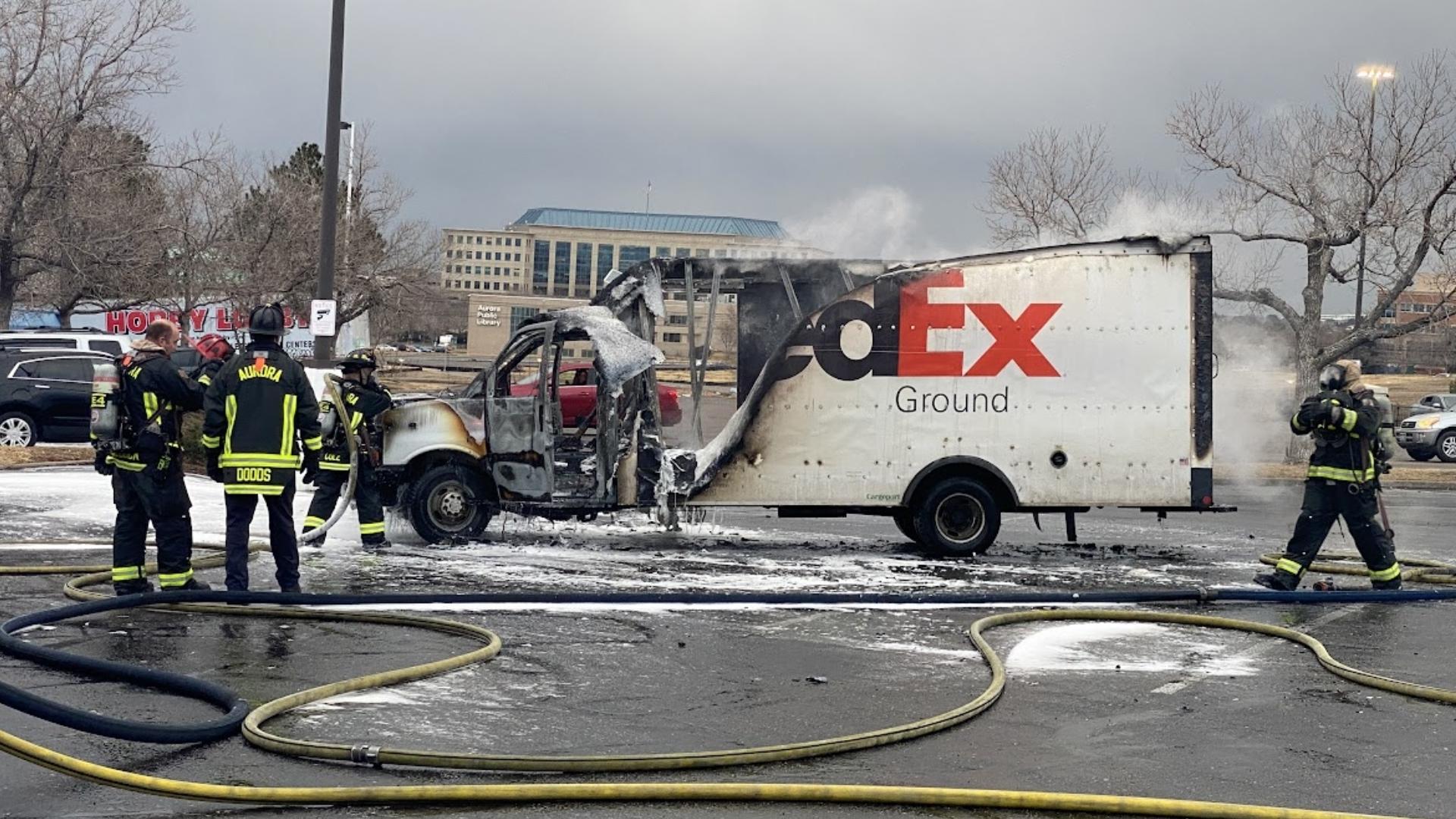 FedEx truck becomes engulfed in flames in Aurora | wcnc.com