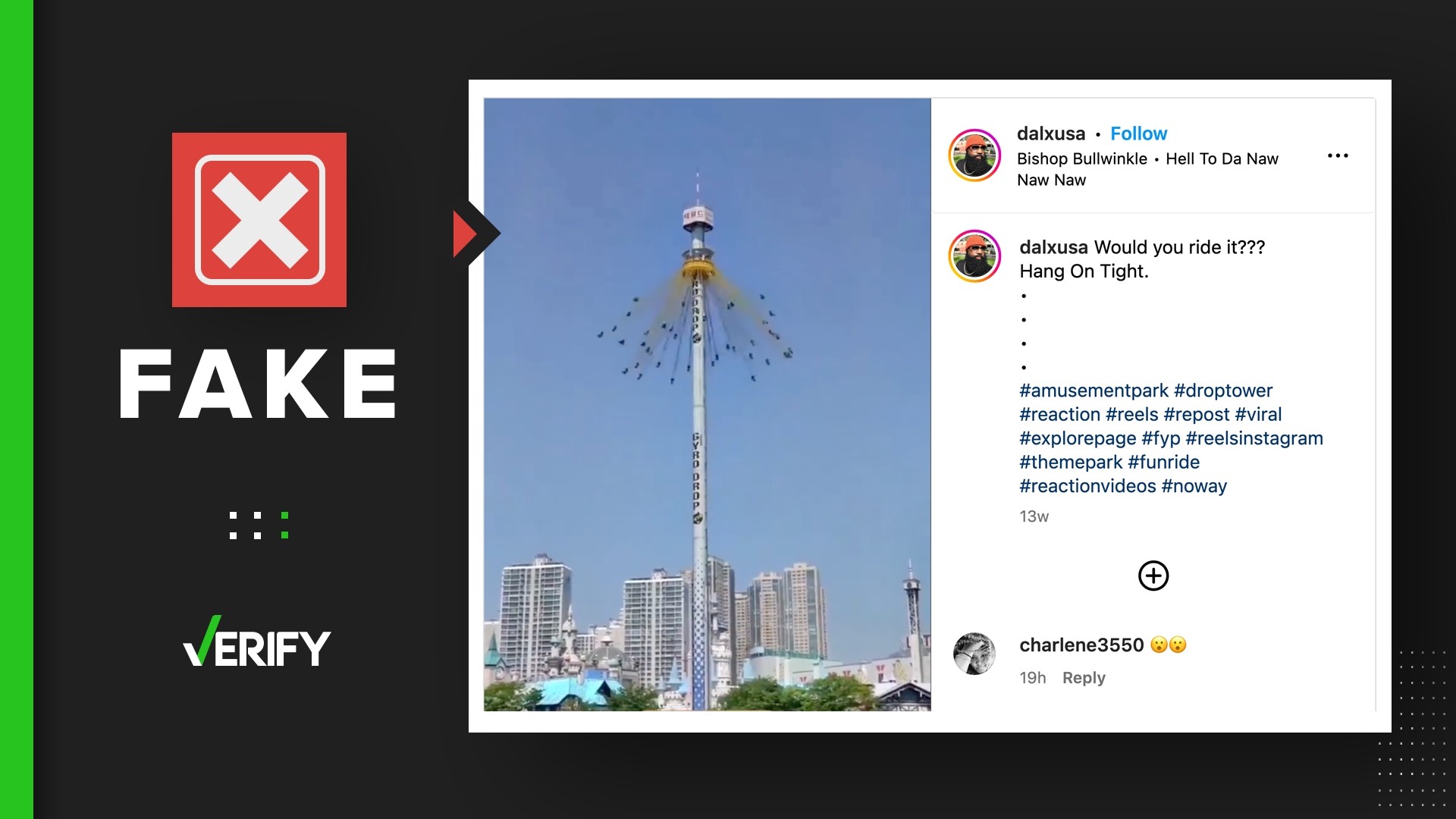 Fake viral video of Gyro Drop amusement park ride | wcnc.com