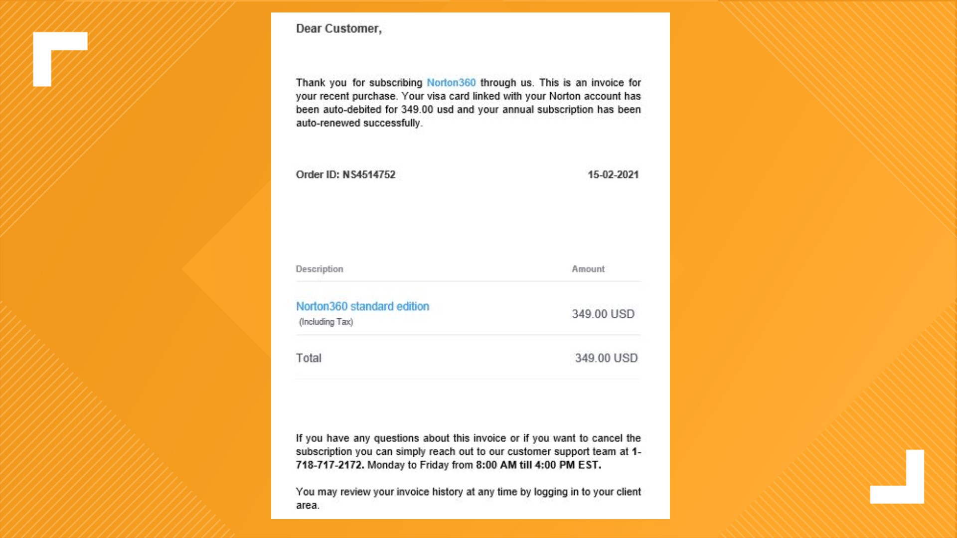 Suspicious email from Norton is actually a scam | wcnc.com