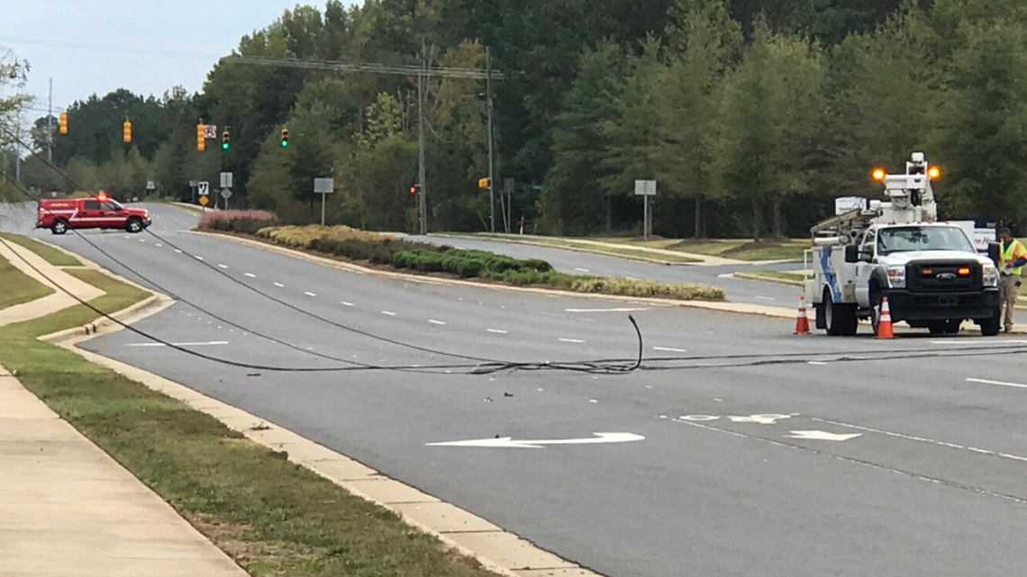 Crash, downed power lines close Providence Road in Weddington | wcnc.com
