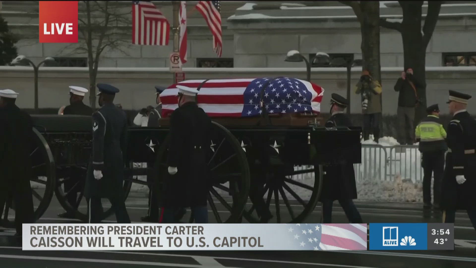 Caisson carrying President Carter travels to US Capitol | wcnc.com
