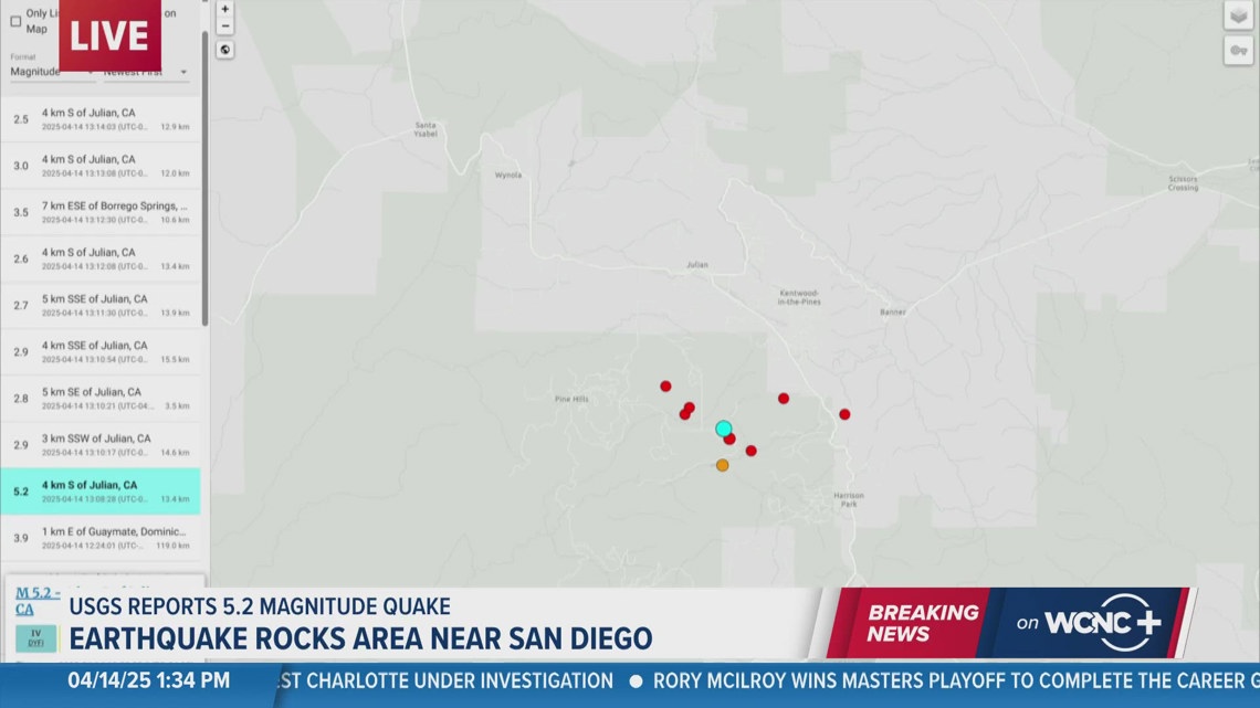 5.2 magnitude earthquake reported near San Diego | wcnc.com