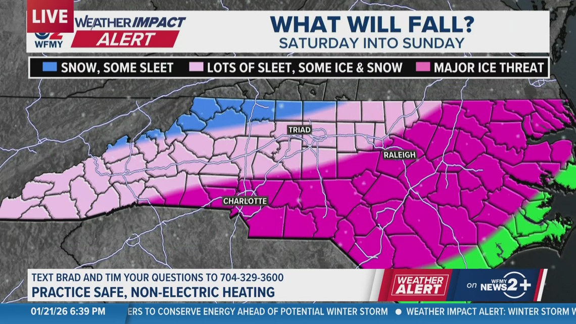 NC winter storm expected to impact roads and cause power outages | Live ...