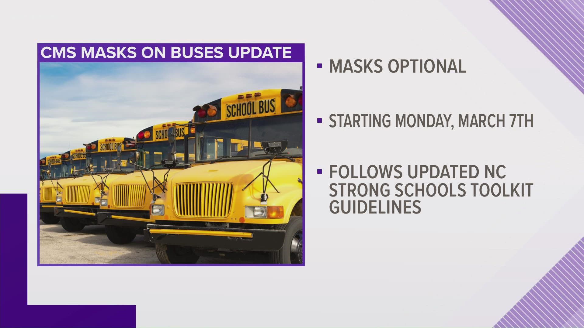 CMS making masks optional on Charlotte school buses | wcnc.com