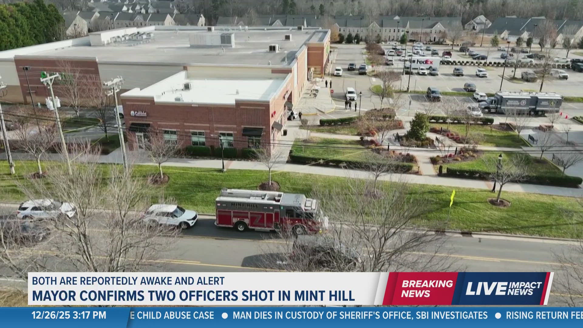 Drone footage shows cleared scene after two officers shot in Mint Hill ...