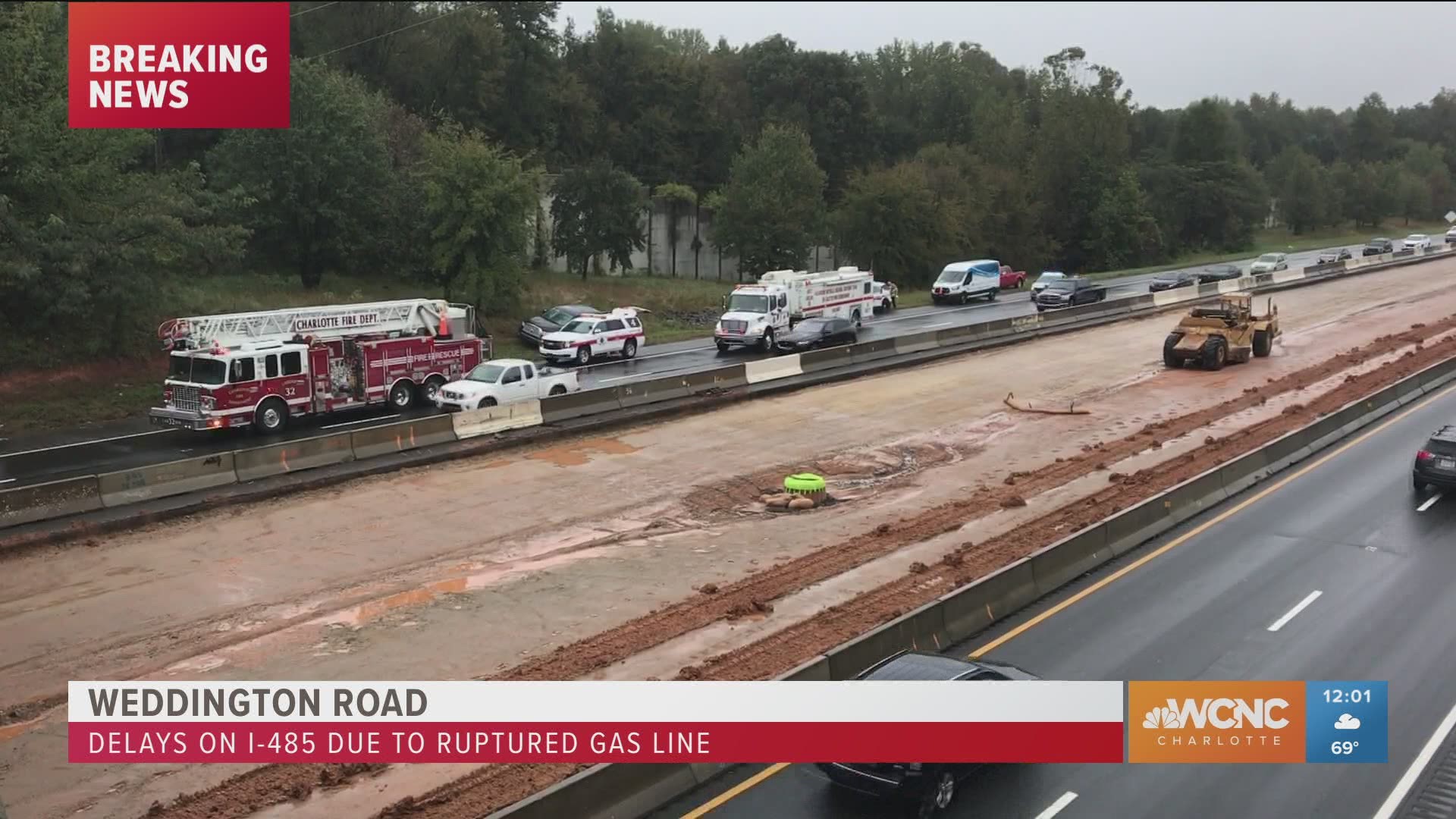 Gas leak shuts down inner loop of I-485 in Charlotte | wcnc.com