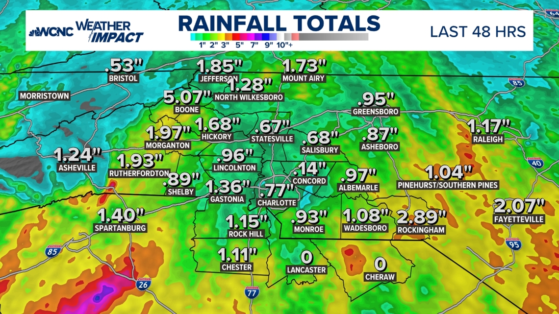 List: Carolina rainfall totals as flooding threat looms | wcnc.com
