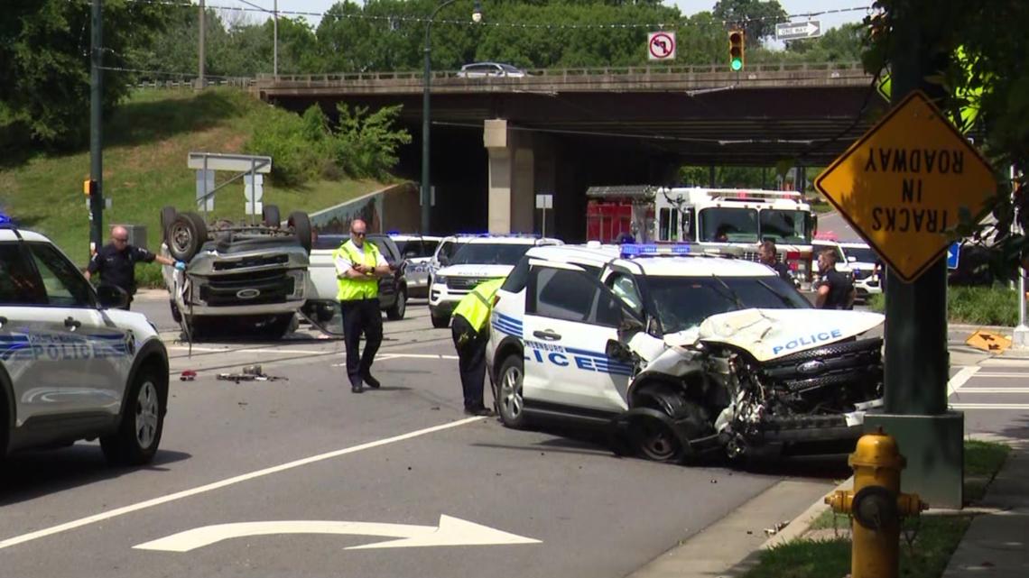 CMPD cruiser involved in rollover crash near Uptown Charlotte | wcnc.com