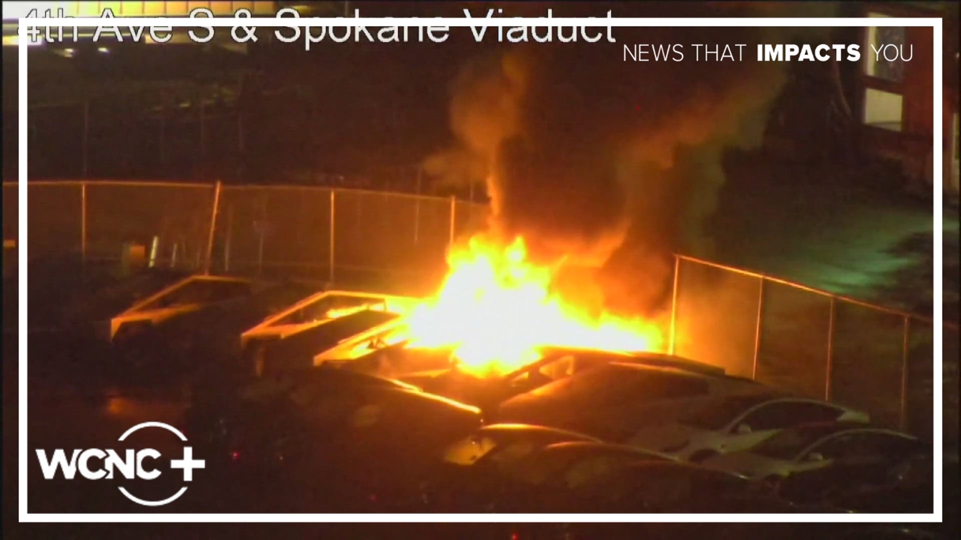 Tesla Cybertrucks catch fire in Seattle storage lot | wcnc.com