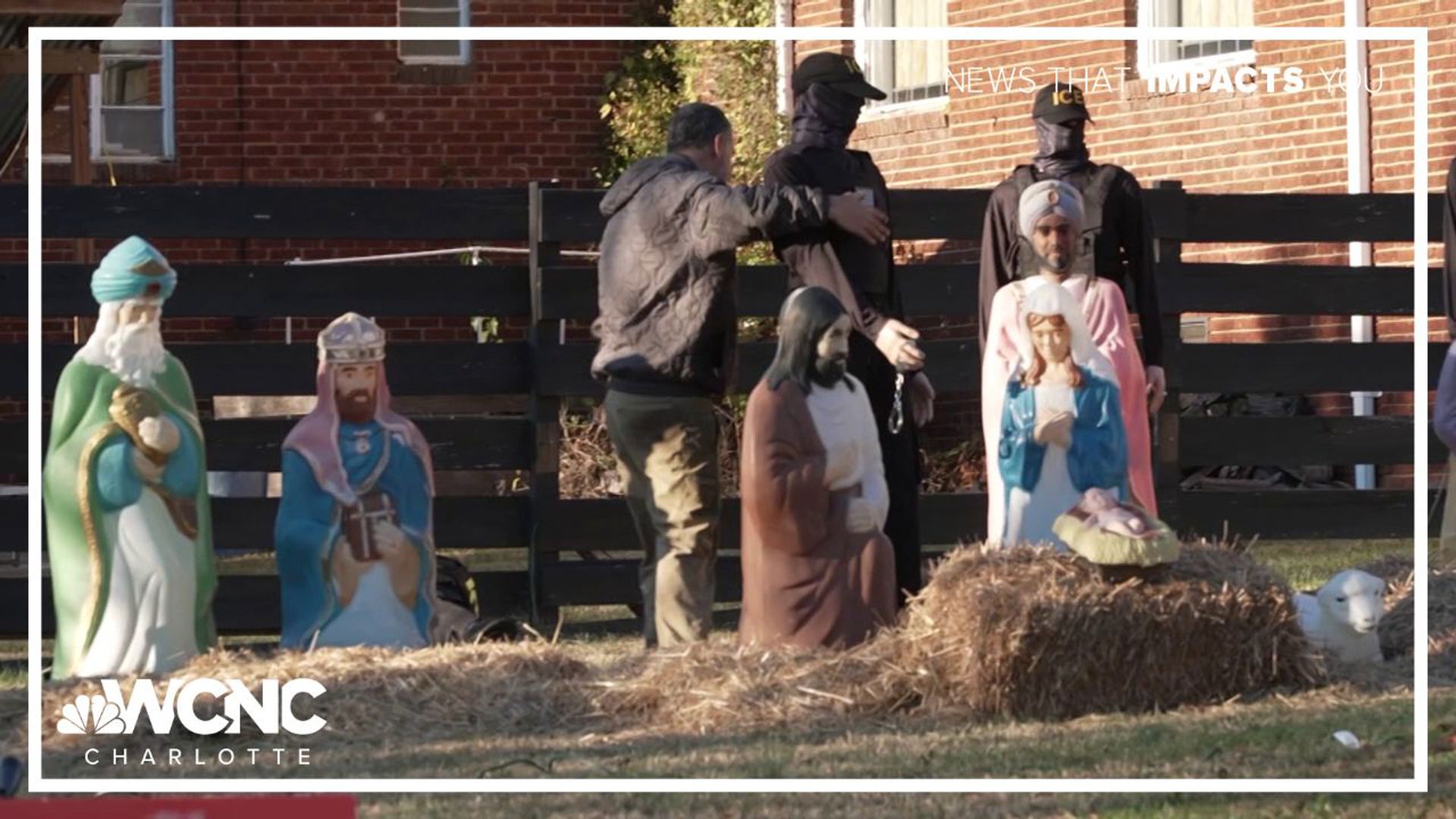 Man dismantles Charlotte church's Nativity scene depicting ICE agents ...