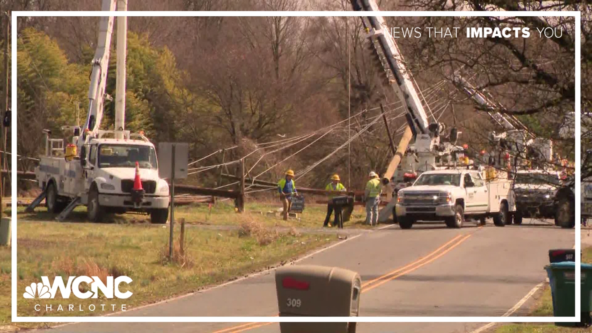 Storm snaps power poles, topples wires in Union County | wcnc.com