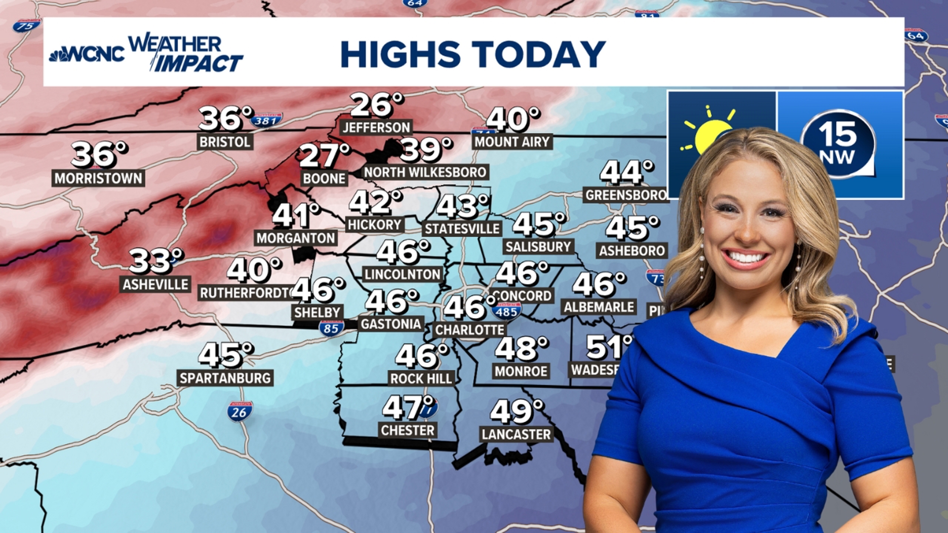 Cold front brings bitter chill and mountain snow on Monday | wcnc.com