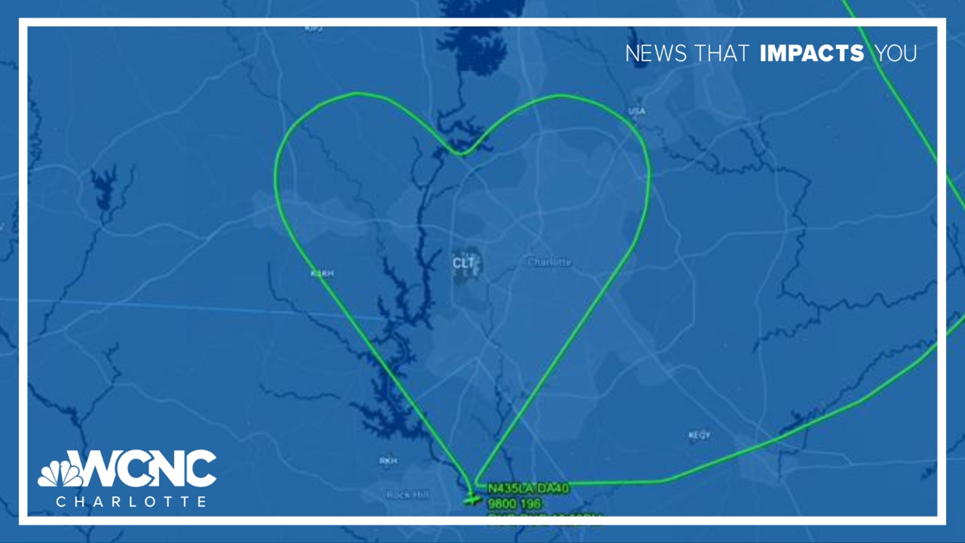 Charlotte gets a Valentine from above with a heart-shaped flight path ...