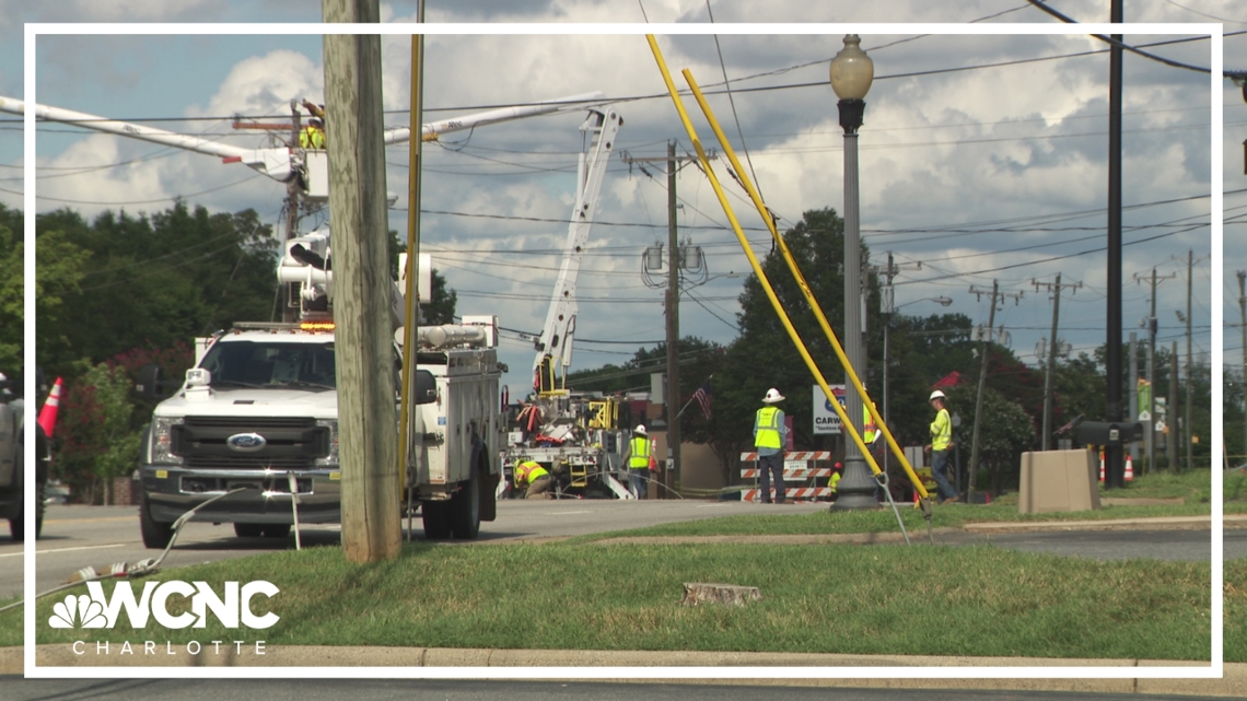 Concrete truck crashes into Cabarrus County power lines | wcnc.com