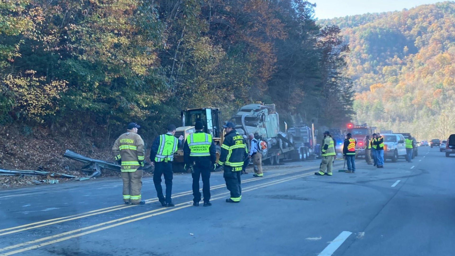 Logging truck crash shuts down US 321 in Caldwell County | wcnc.com
