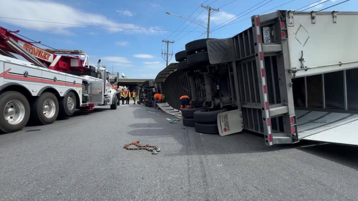 Overturned 18-wheeler blocks traffic on US 321 in Gastonia, NC | wcnc.com