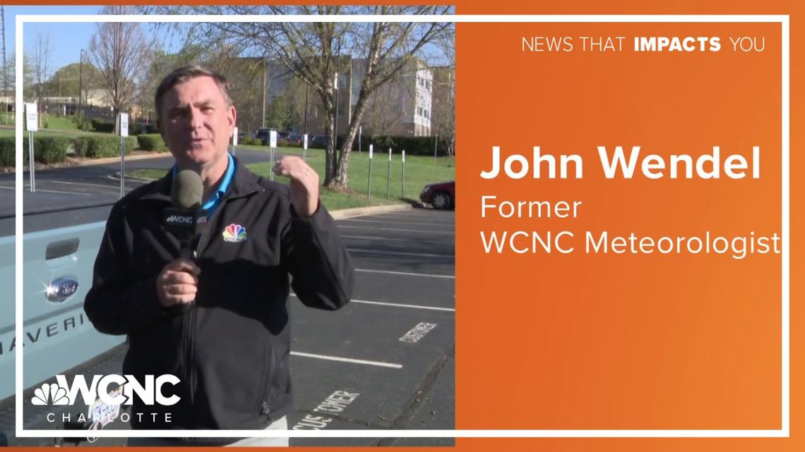John Wendel congratulates Larry Sprinkle after 40 years at WCNC ...