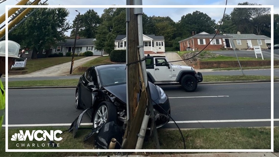 South Charlotte road shut down after car slams into power pole | wcnc.com
