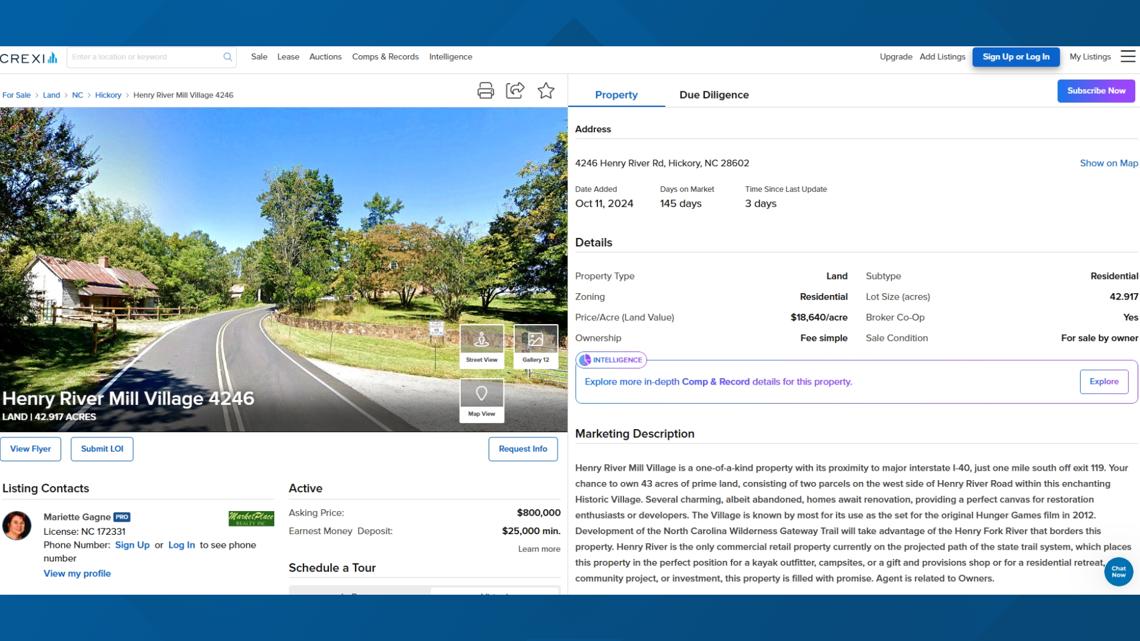 Western NC village featured in first 'Hunger Games' movie up for sale | wcnc.com