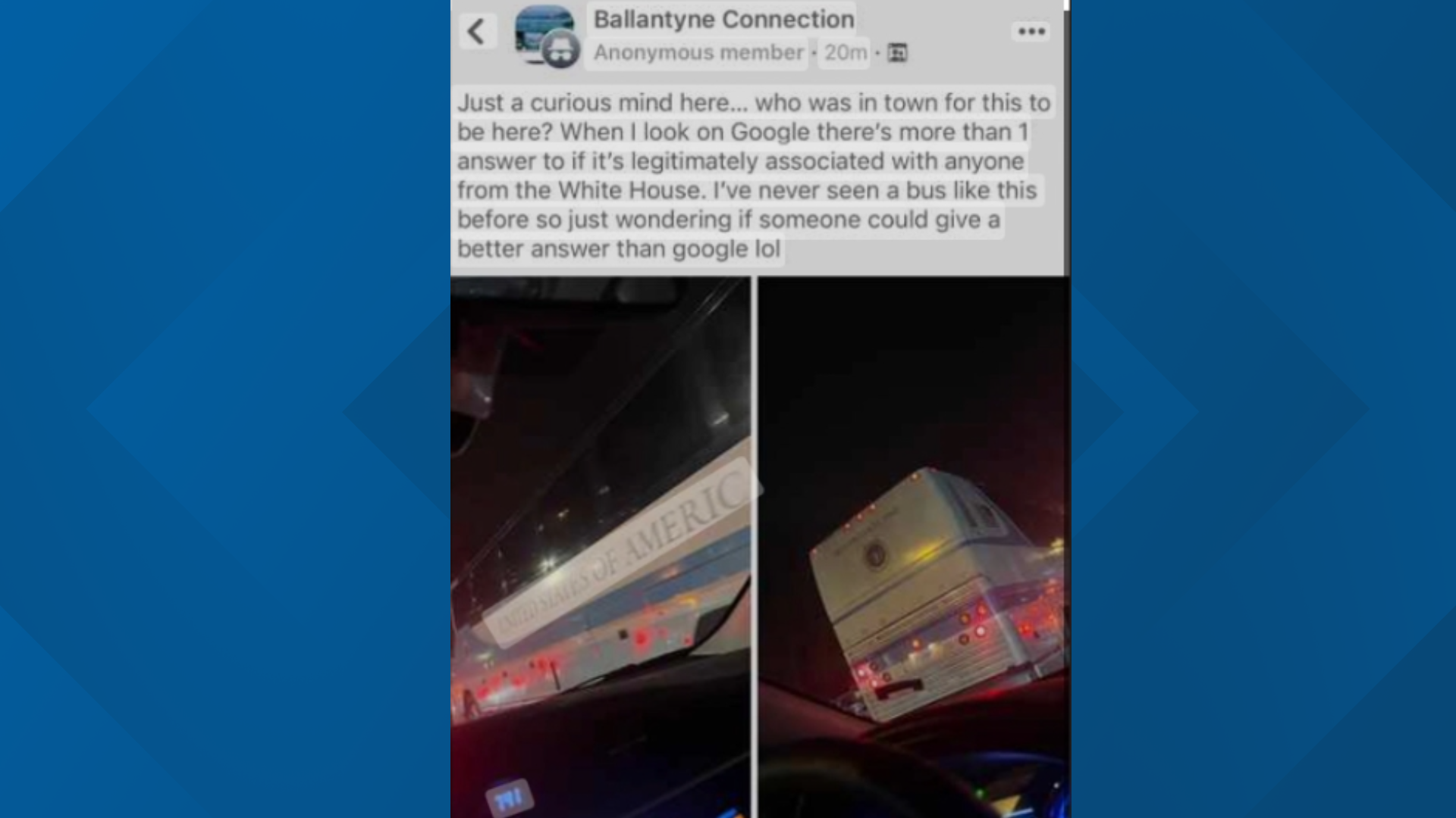 Is this photo of the White House bus in Charlotte real? | wcnc.com