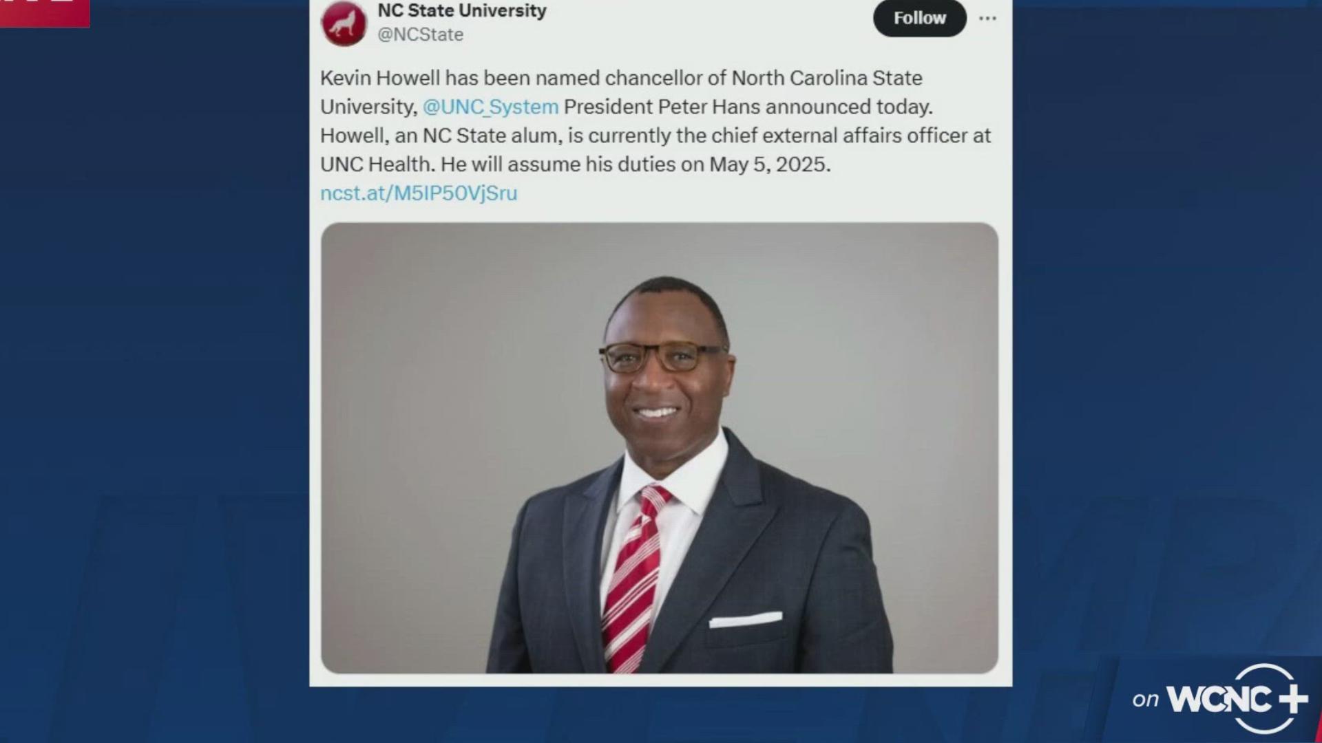 Kevin Howell named NC State chancellor | wcnc.com