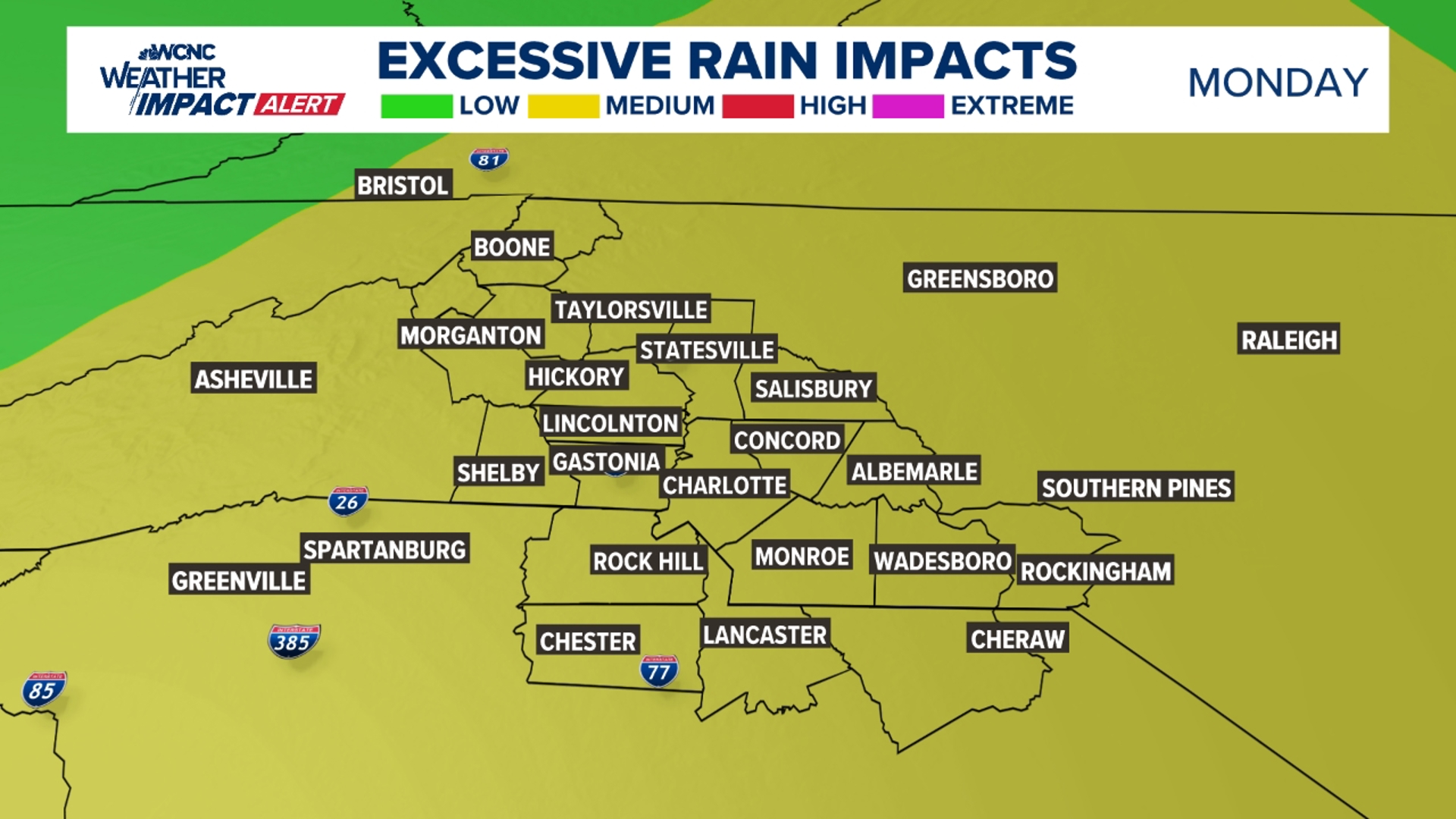 Charlotte weather: Heavy rainfall, flooding risk for Monday, Tuesday | wcnc.com