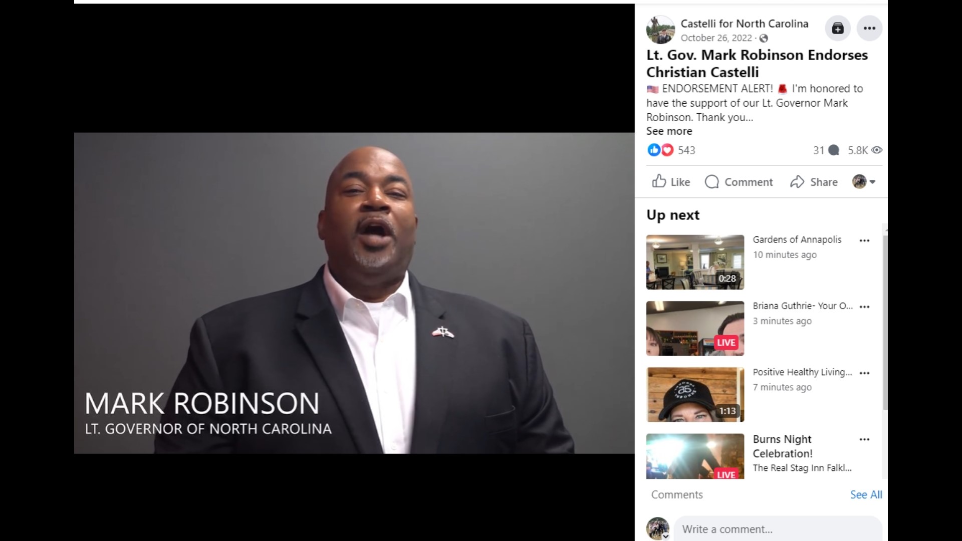 Lt. Governor Mark Robinson not endorsing Christian Castelli | wcnc.com