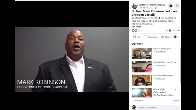 Lt. Governor Mark Robinson not endorsing Christian Castelli | wcnc.com