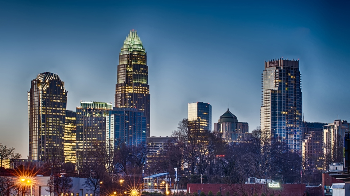 Sunset on a cloudy day in Uptown Charlotte | wcnc.com