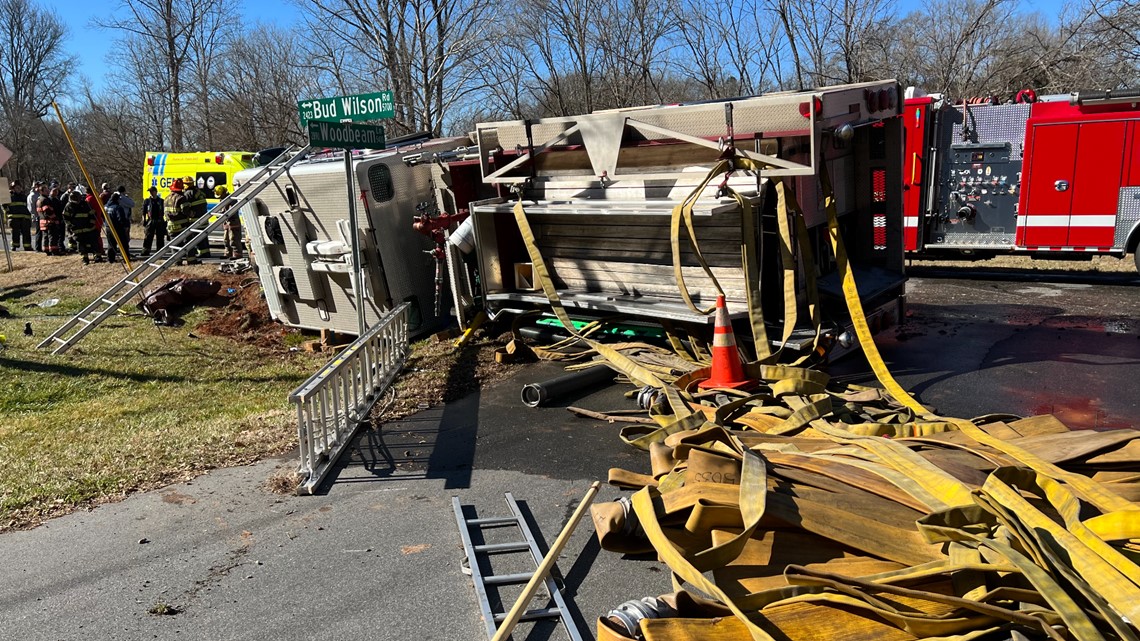 3 injured after fire engine overturns, officials say | wcnc.com