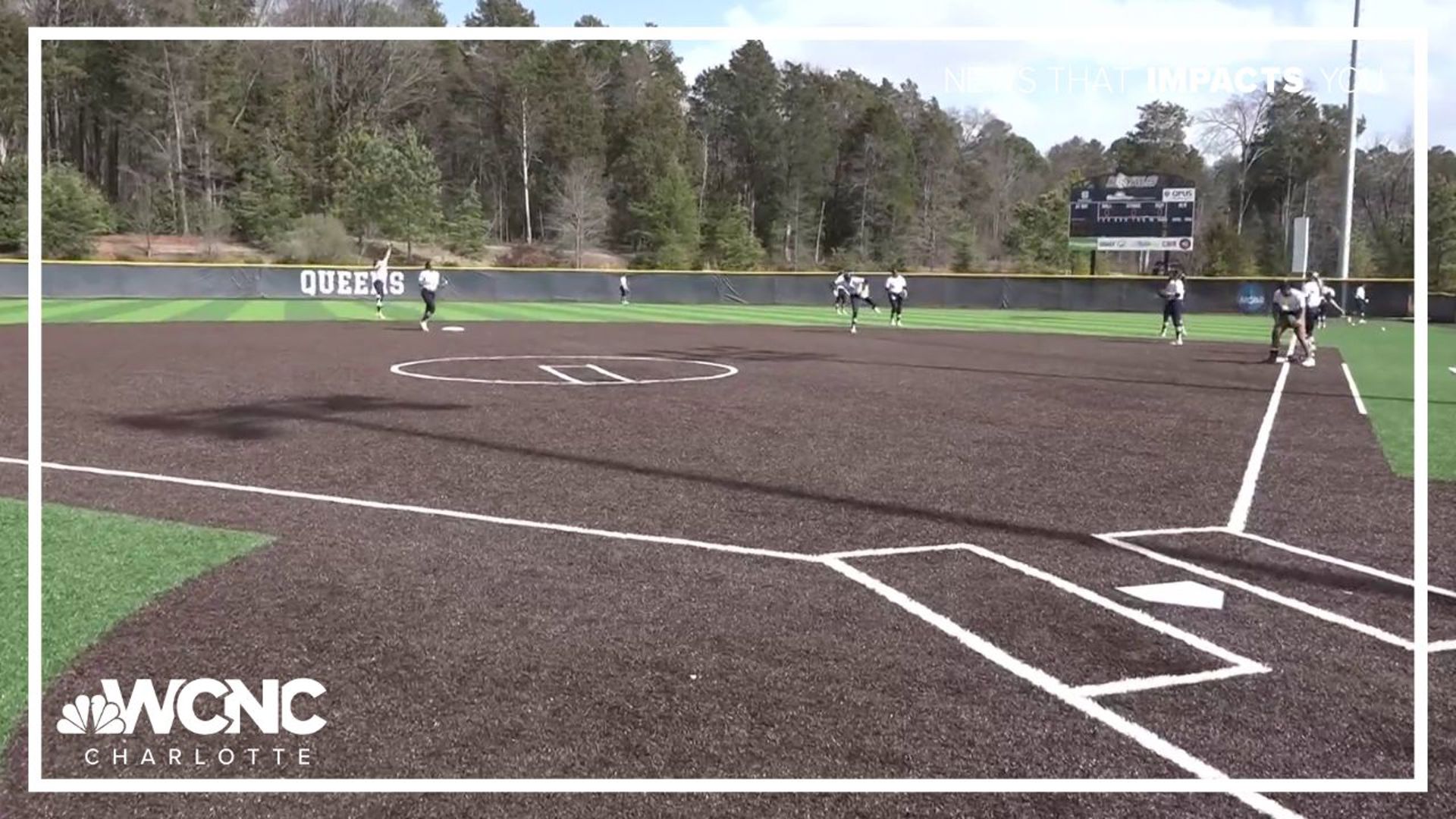 Queens University unveils new turf field for softball | wcnc.com
