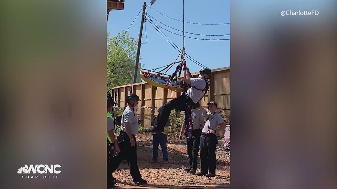 Charlotte construction worker rescued after fall in South End | wcnc.com