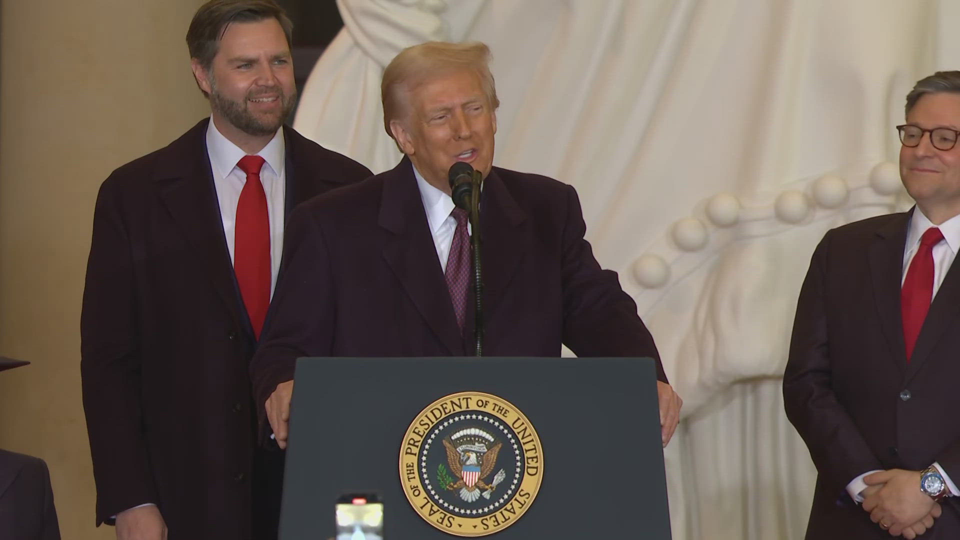President Trump speaks to supporters in Emancipation Hall | wcnc.com