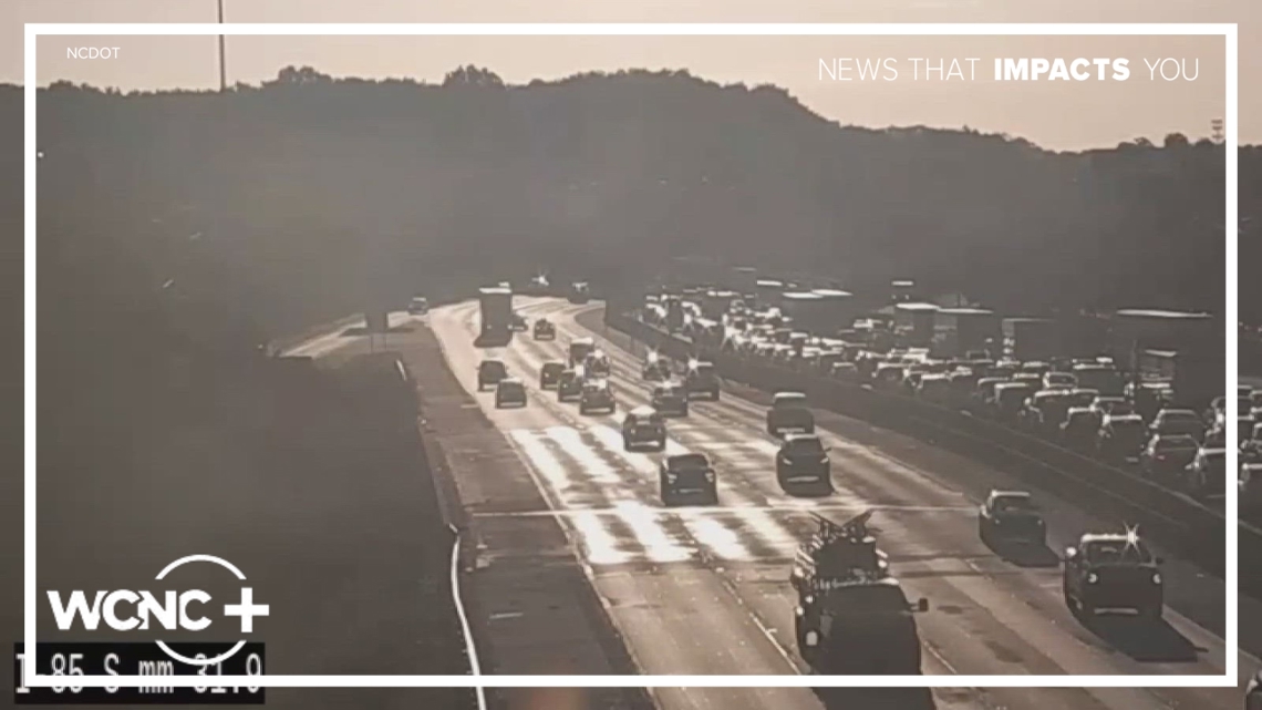 Huge backups seen after crash near Billy Graham Parkway on I-85 | wcnc.com