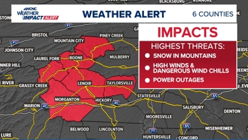 Weather Impact Alert for NC mountains due to dangerously cold air, snow ...
