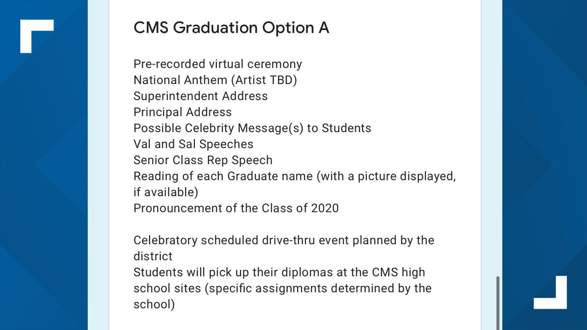 CMS seniors calling for in-person graduations | wcnc.com