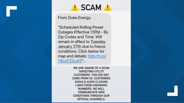 Power outage scam text claiming to be Duke Energy circulating | wcnc.com