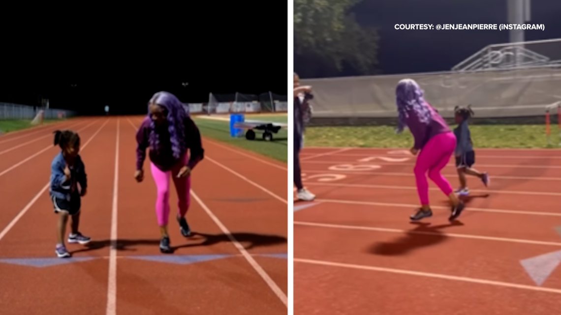 Adorable child races Olympian Sha'Carri Richardson | wcnc.com