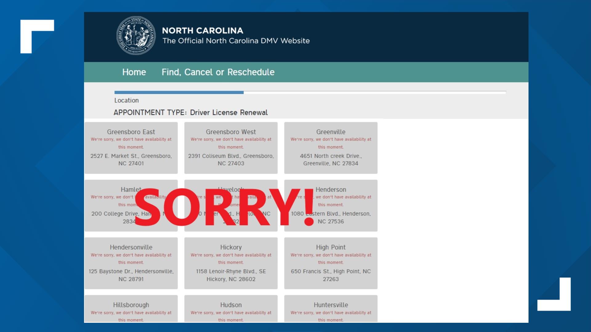 NC DMV: Why you can't find an open appointment | wcnc.com