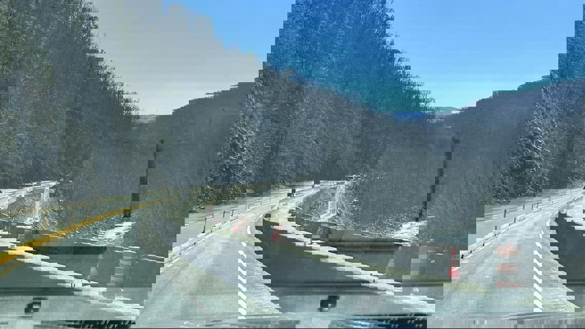 Driving the reopened portion of I-40 at the North Carolina-Tennessee ...