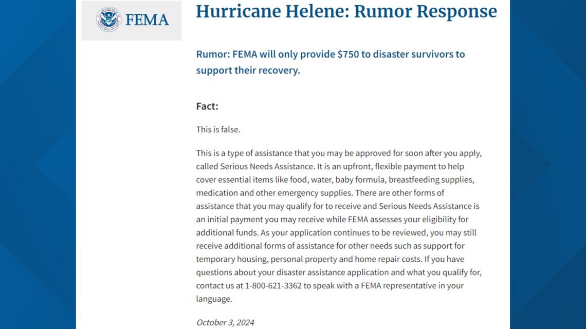 FEMA's $750 payment is for immediate needs. More money to follow | wcnc.com