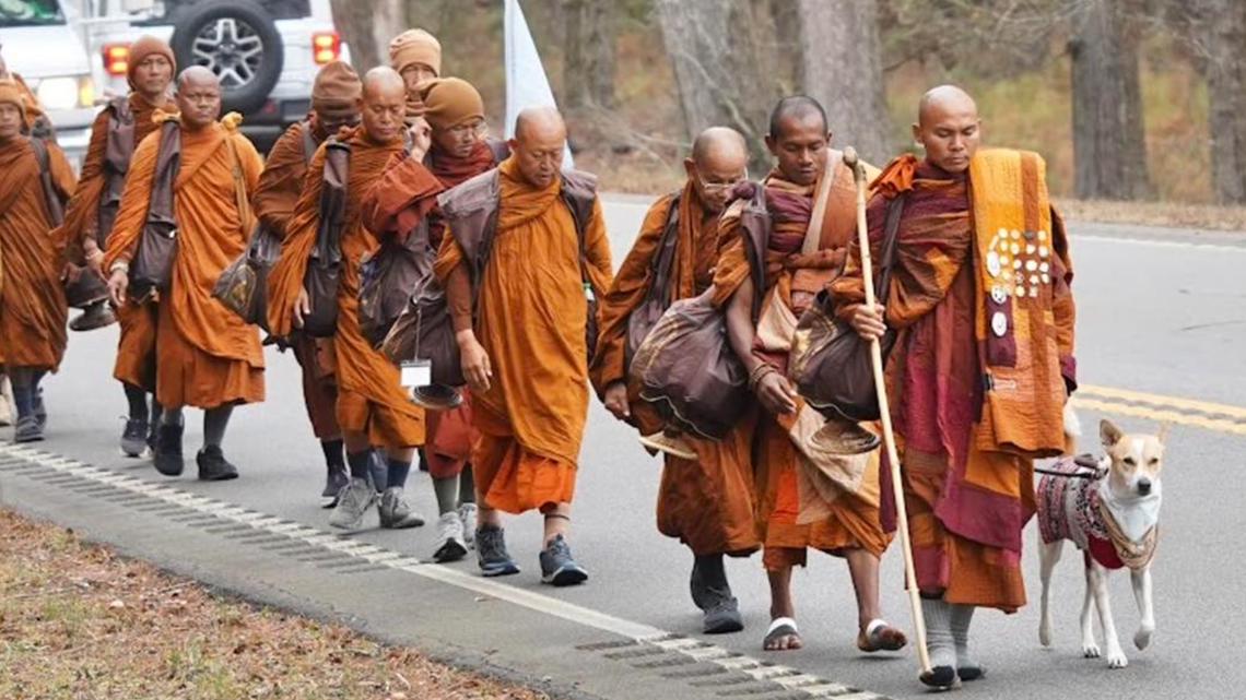 Here's where you can see the monks on their Walk for Peace on Sunday ...
